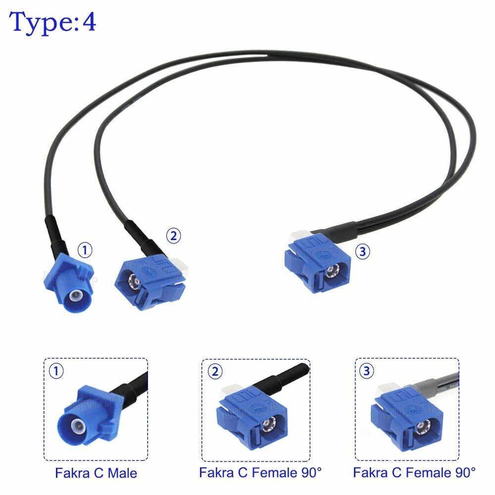 RFDOTOP BT1334-RG174 разветвитель Fakra C 0.3M, C F90 to 1C M 1C F90
