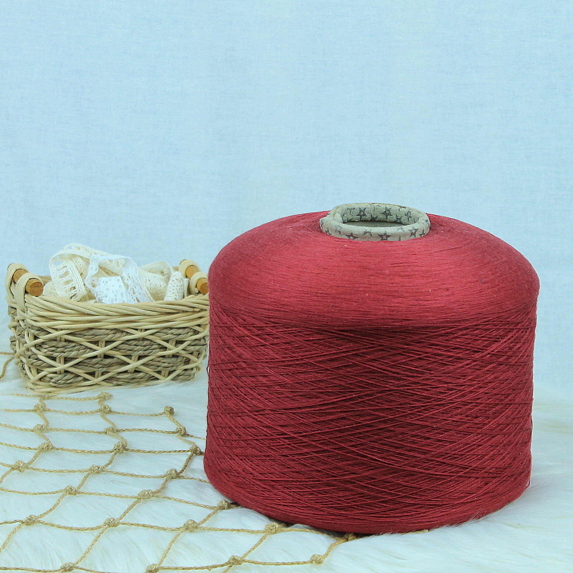 Пряжа для машинного и ручного вязания на бобине, хлопок Турция 20/2 бордо, 1200 г