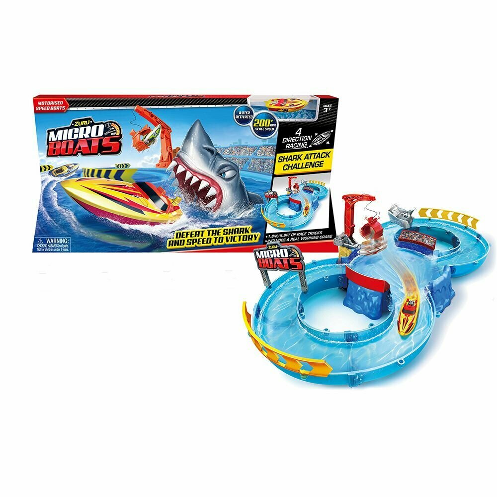 Zuru Micro Boats Motorised Speed Boats Defeat The Shark And Speed To Victory/Игровой набор для испытания на атаку акулы