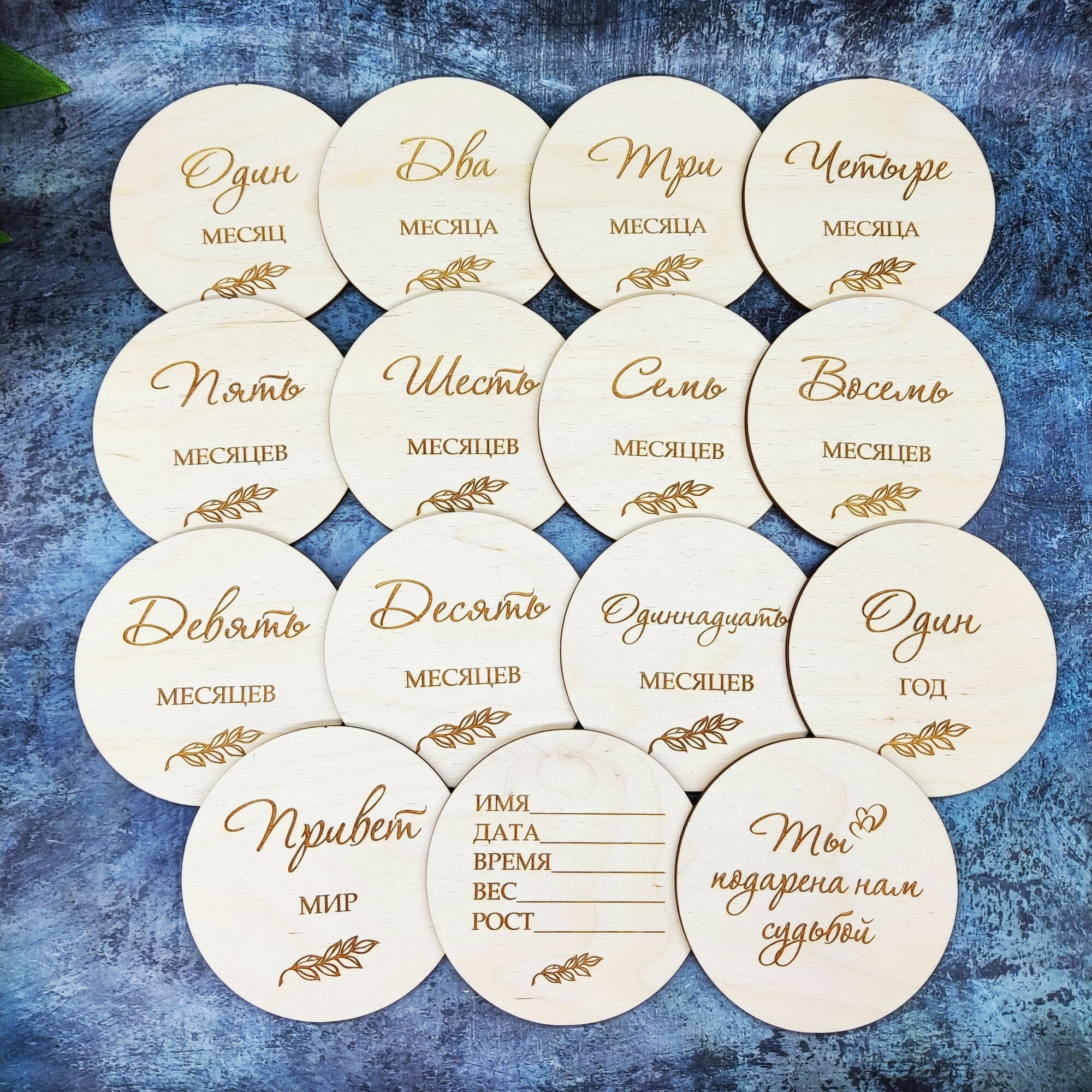 Карточки для фотосессии новорожденных, по месяцам. Для девочки.