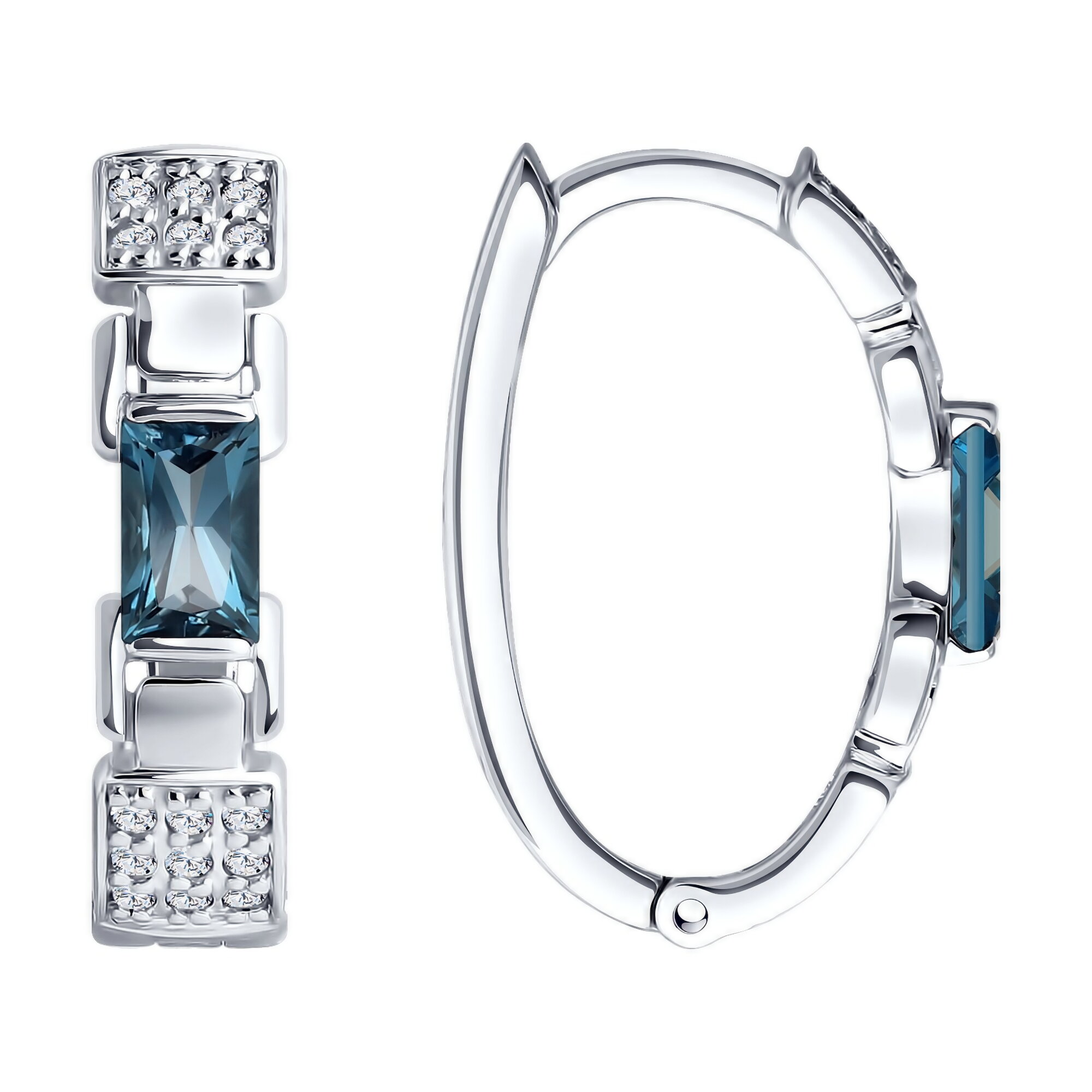 Серьги, белое золото, 585 проба, фианит, Лондон топаз