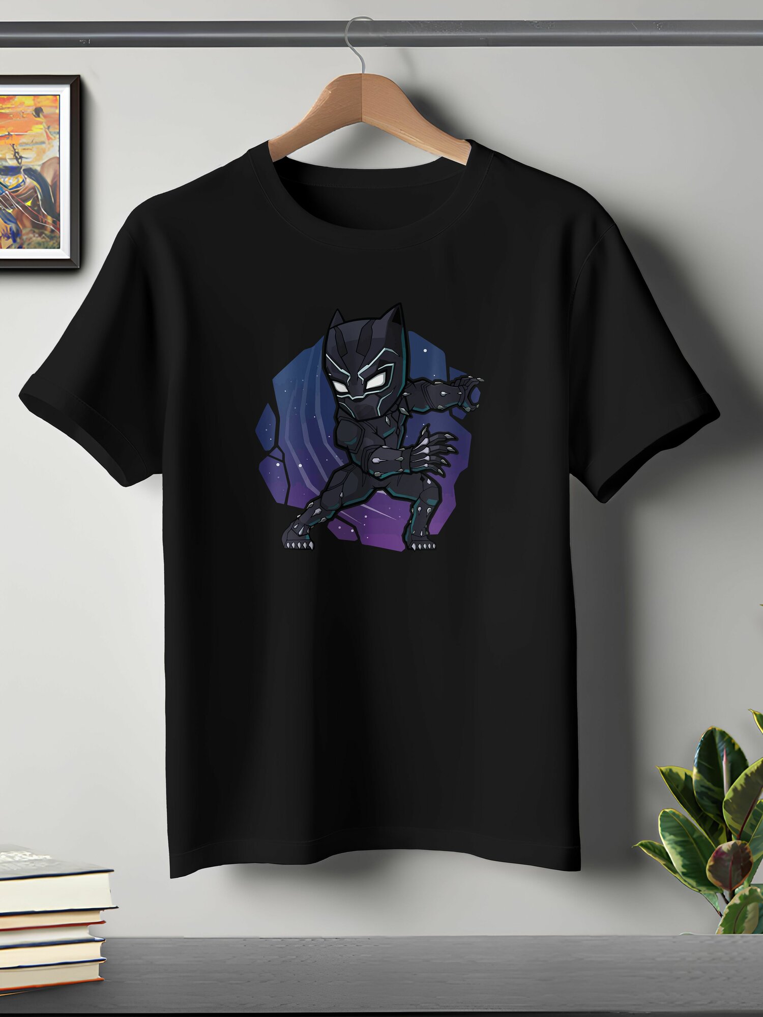 Футболка  Детская ONEQ 146 (11-12) размер с принтом Черная Пантера, черная