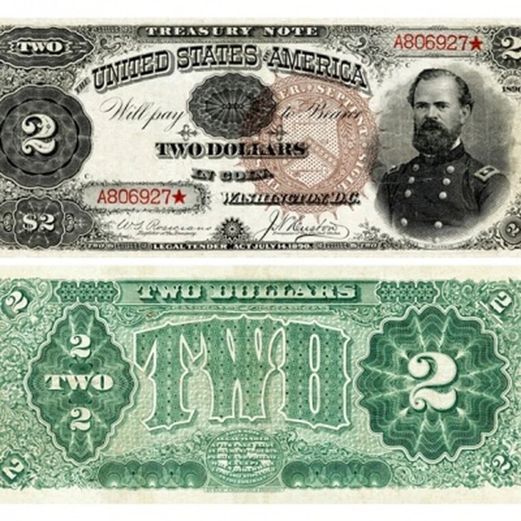 США 2 доллара 1890 казначейский билет, сувенирная копия, банкноты и купюры редкие коллекционные