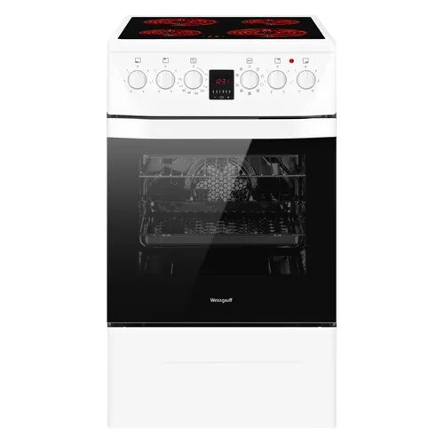 Электрическая плита WEISSGAUFF WES 2V16 WE Premium Line, стеклокерамика, электрическая, без крышки, белый [432832]