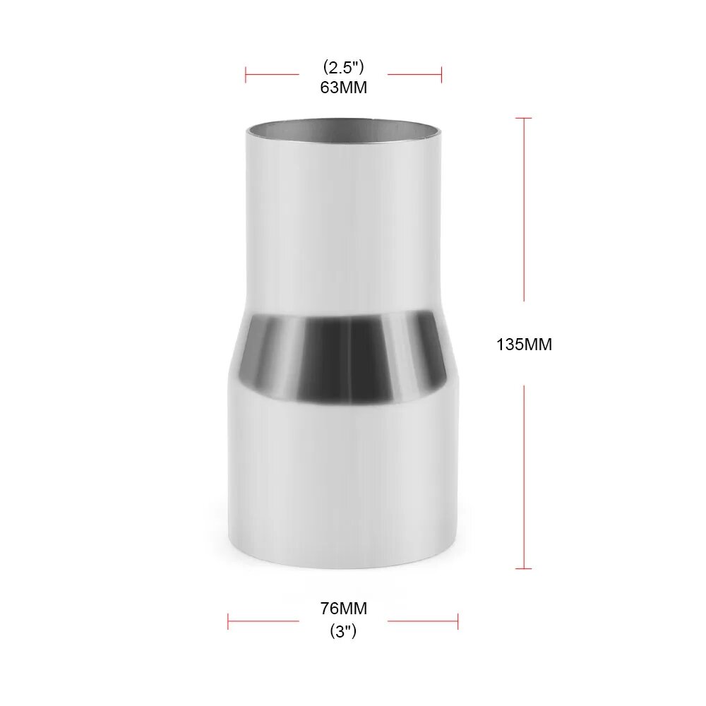 OD: 2 дюйма, 2,25 дюйма, 2,5 дюйма, 3 дюйма, конический стандартный соединительный переходник выхлопной трубы из нержавеющей стали 63mm-76mm