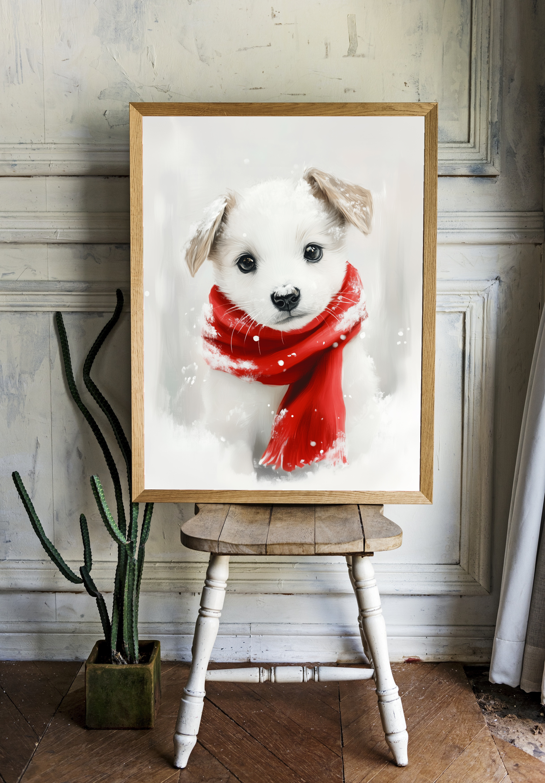 Постер "Щенок с шарфиком" 40x50 см в подарочном тубусе