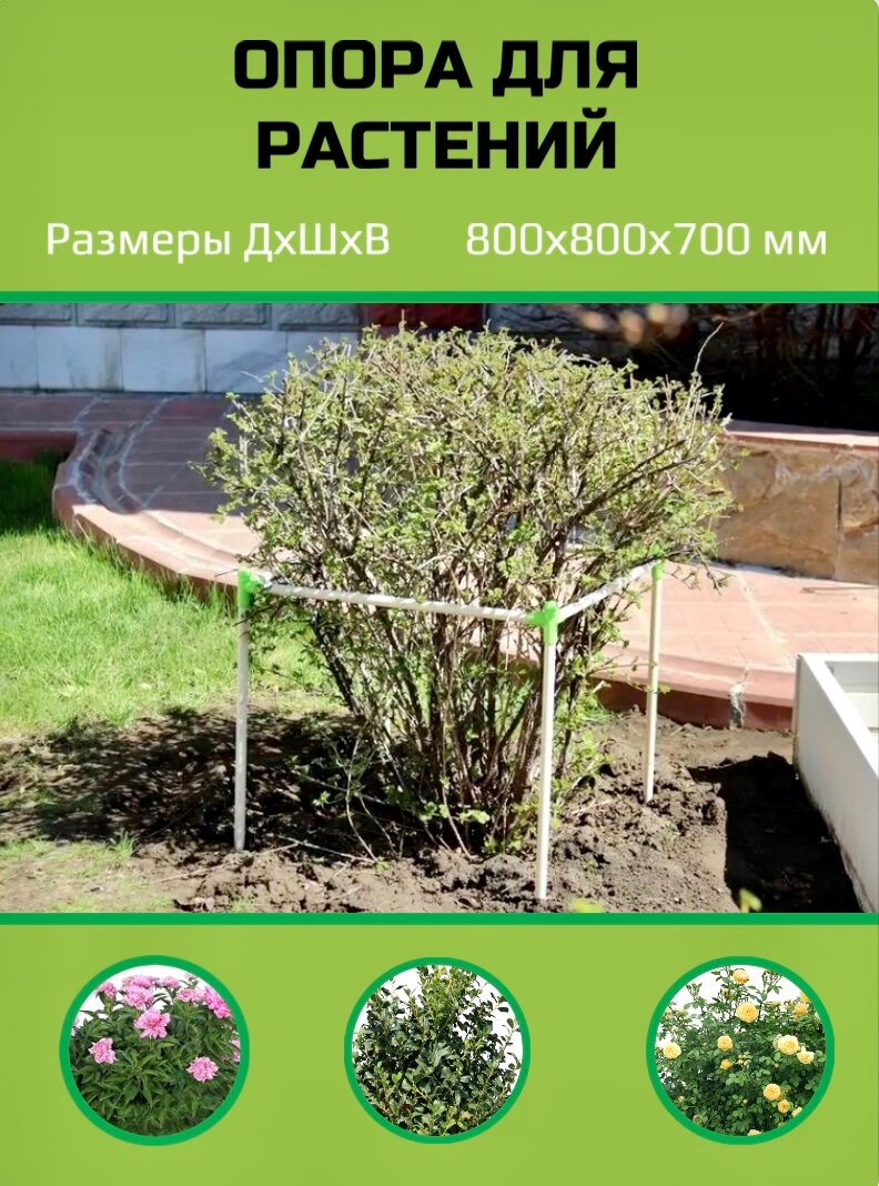 Опоры для растений, кустов и цветов, ПВХ, разборная, 80х80 см, кустодержатель