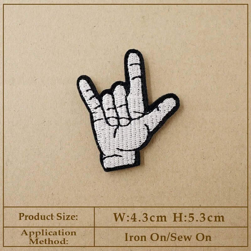 Нашивка вышитая "Shaka" серая, 4.3x5.3 см