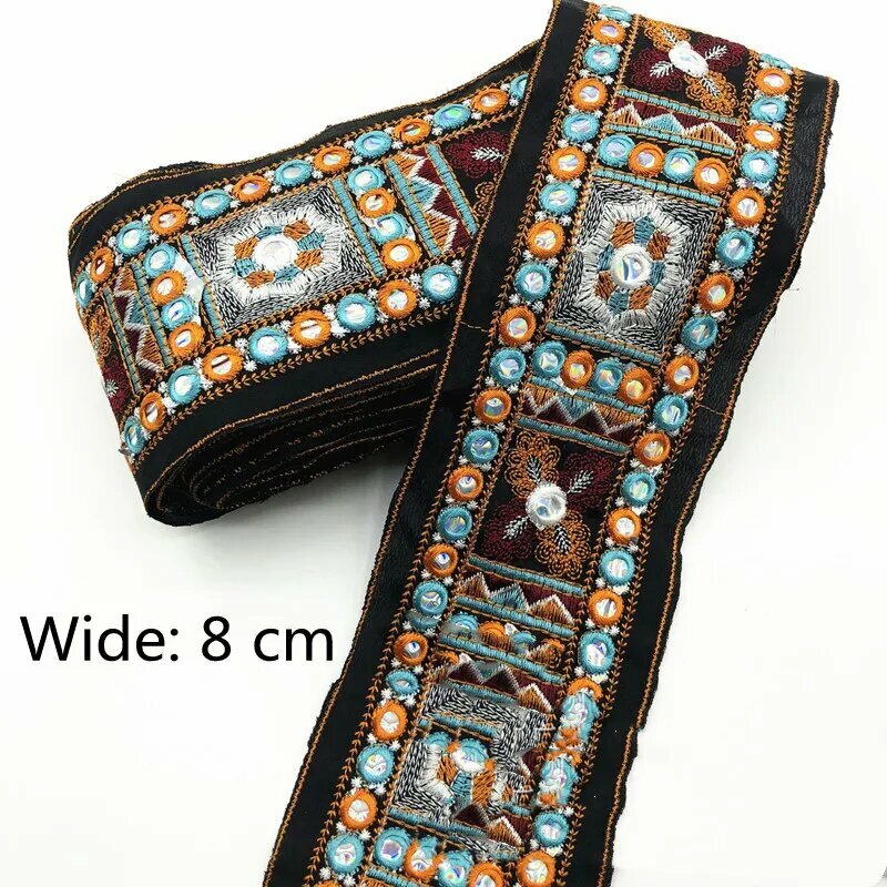 Кружевная лента с вышивкой из полиэстера Бирюзовый, 2