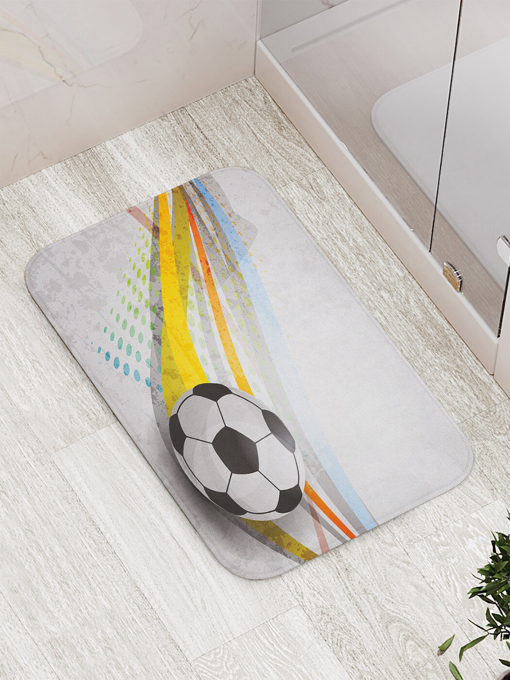 Коврик для ванной комнаты, туалета "Угловой удар" противоскользящий, 52х77 см, JoyArty