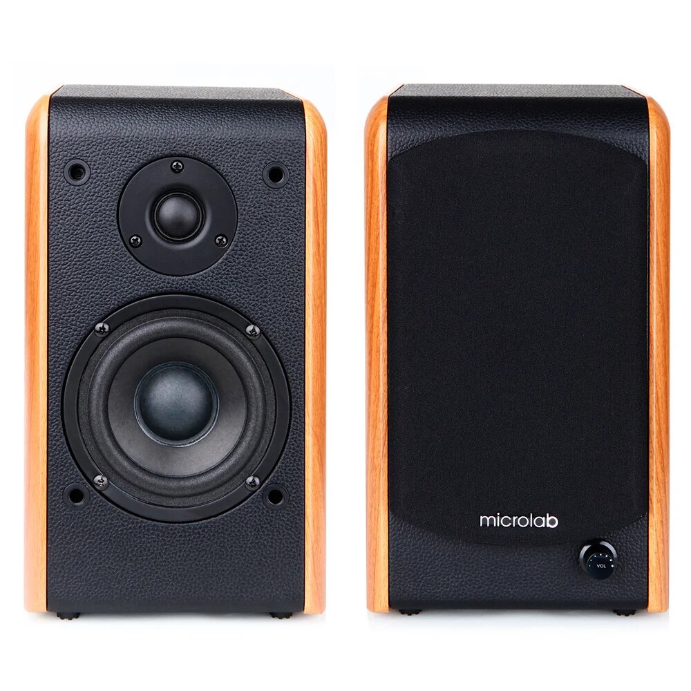 Компьютерные колонки Microlab B77BT black/wood, полочная акустика 2.0 с bluetooth