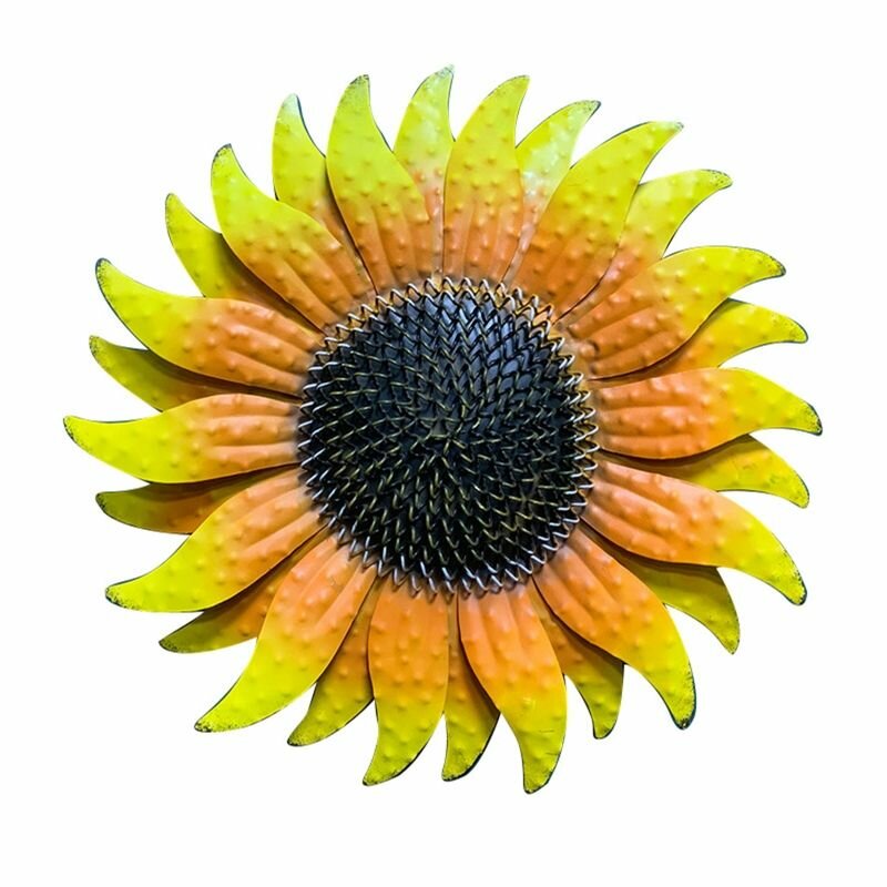 Металлическая скульптура подсолнуха, настенный художественный декор, кулон из кованого железа для внутреннего и наружного украшения дома сада
