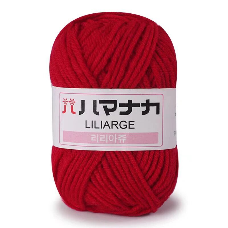 Пряжа красная LILIARGE Milk Cotton Yarn, цвет 34 zao hong