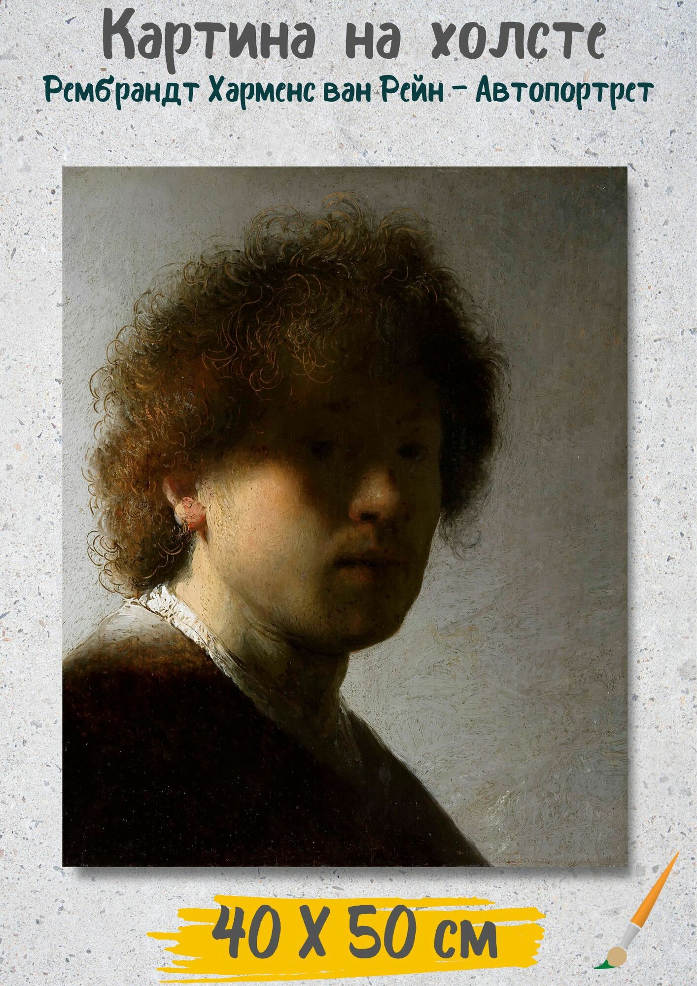 Картина Рембрандт Харменс ван Рейн "Автопортрет" 50х40