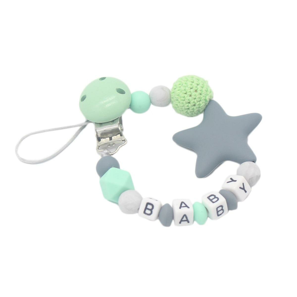 Красочные силиконовые персонализированные буквы клипсы для пустышки забавная цепочка для кормления младенцев жевательная игрушка для малышей клипсы BPA бесплатно