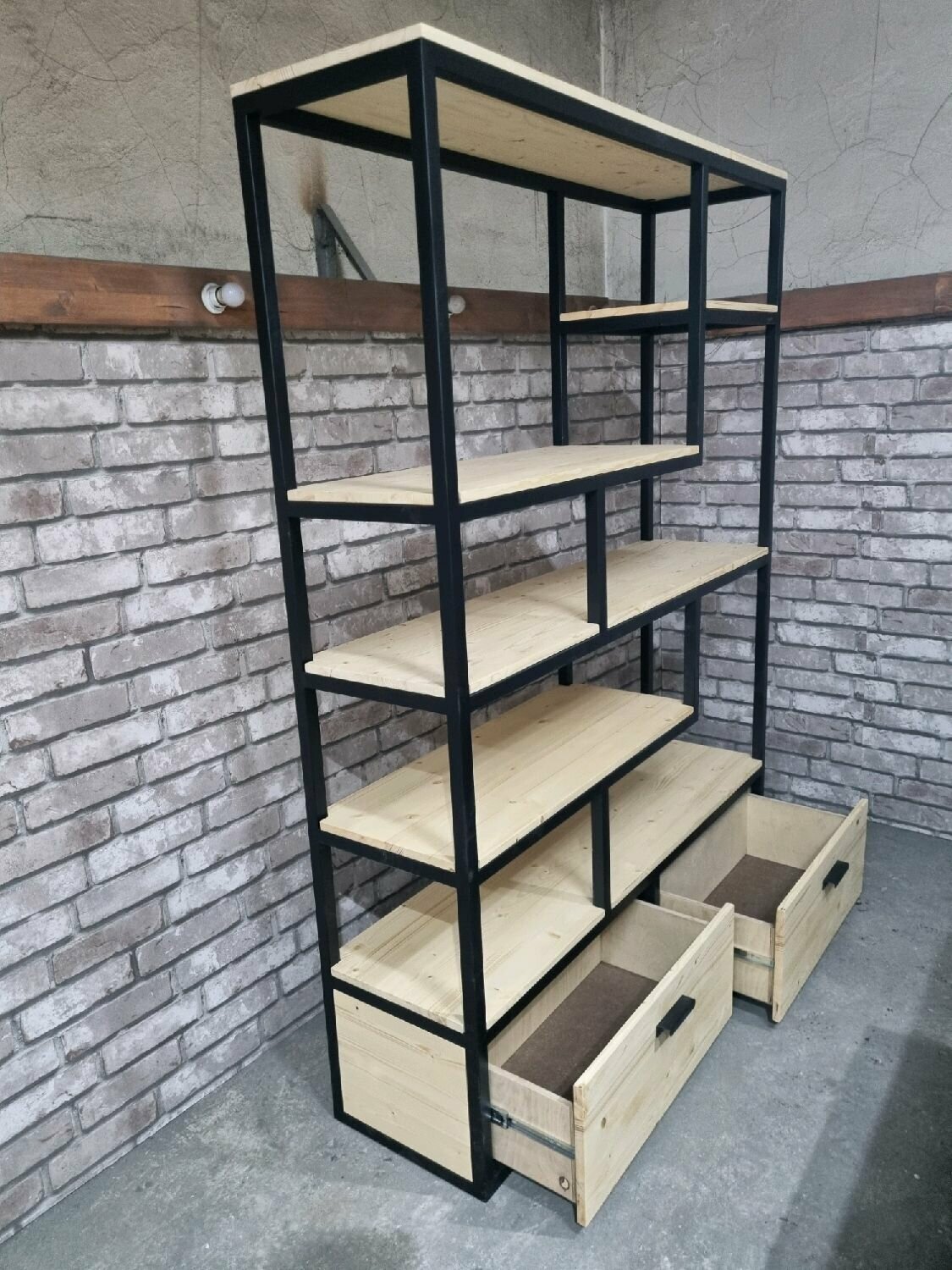 Стеллаж "EasyLOFT" в стиле лофт, с ящиками, для дома и офиса, 150х40х200 см.