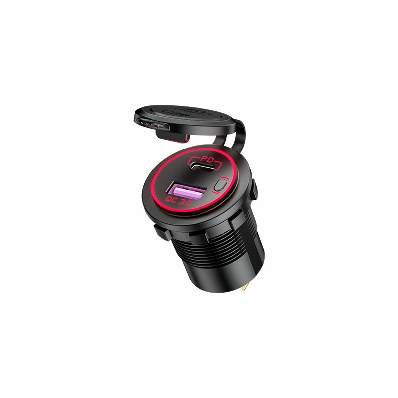 12 В 24 В QC3.0 USB Type C PD Быстрое автомобильное зарядное устройство с питанием для мотоцикла, морского внедорожника, квадроцикла, мобильного телефона, планшета