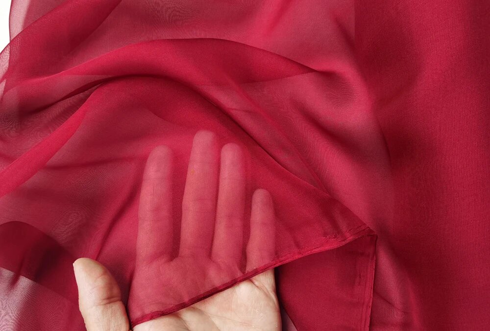 Шелковая шифоновая ткань FABRIC SHIPPER 100% Шелк 140 см Красный, 1Meter X 1.4Meter, Burgundy