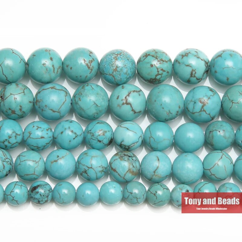 Бусины из синего говлита и бирюзы Tony and Beads 4-12 мм 10mm 36 to 38pcs