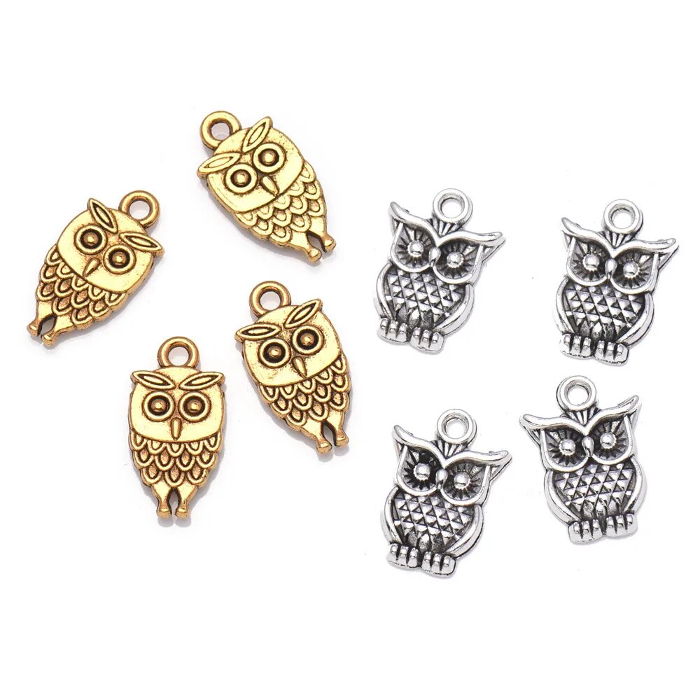 10 шт, подвески совы из тибетского сплава moonrise Mixed color