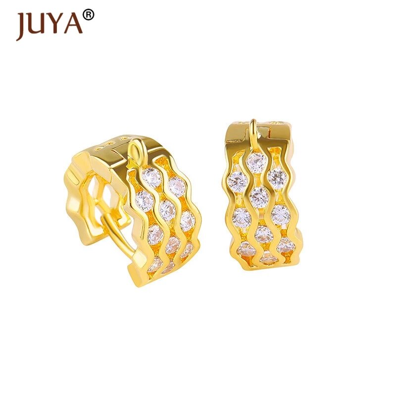 JUYA Золотые серьги-застежки с цирконием