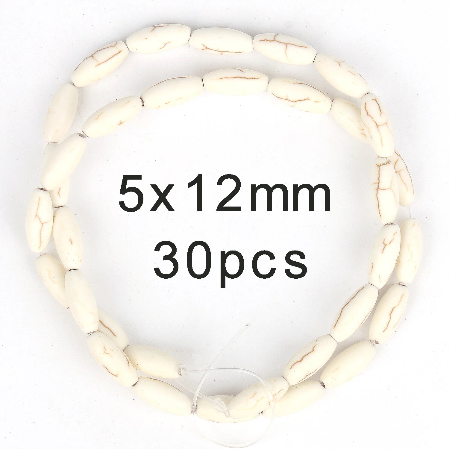 Бусины белые говлит 5x12 мм, 30 шт.