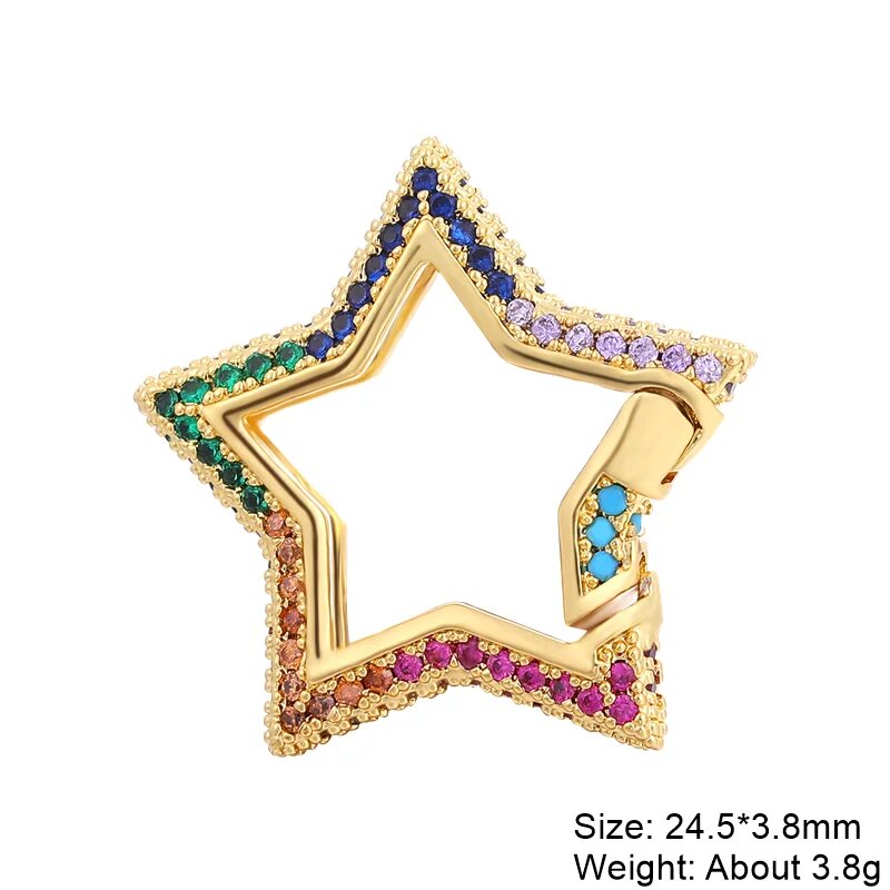 Звезда для бижутерии, медный сплав, позолота, Gold Colorful