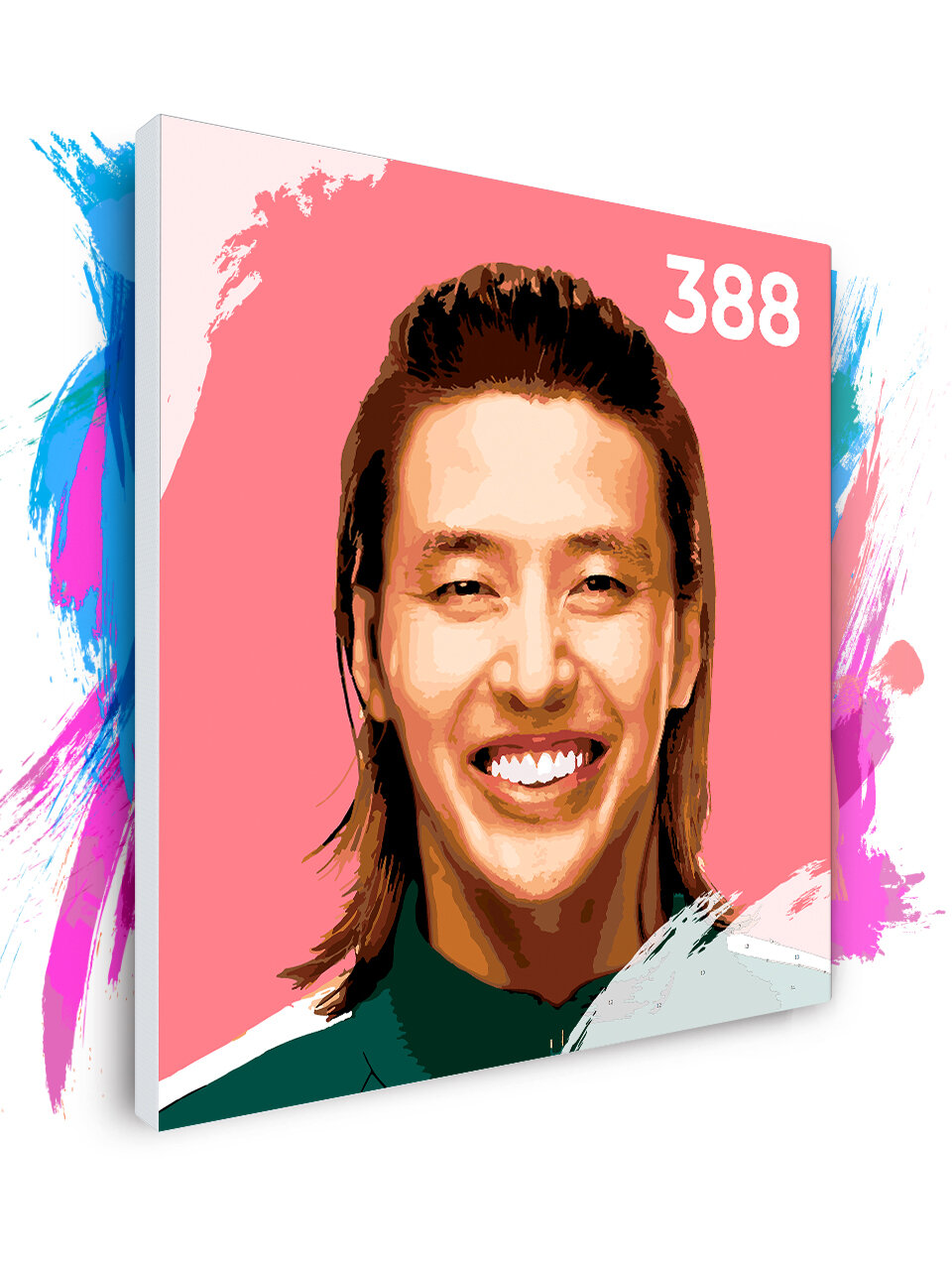 Картина по номерам на холсте Игра в кальмара 2 - Дэ-хо игрок 388, 50 х 50 см