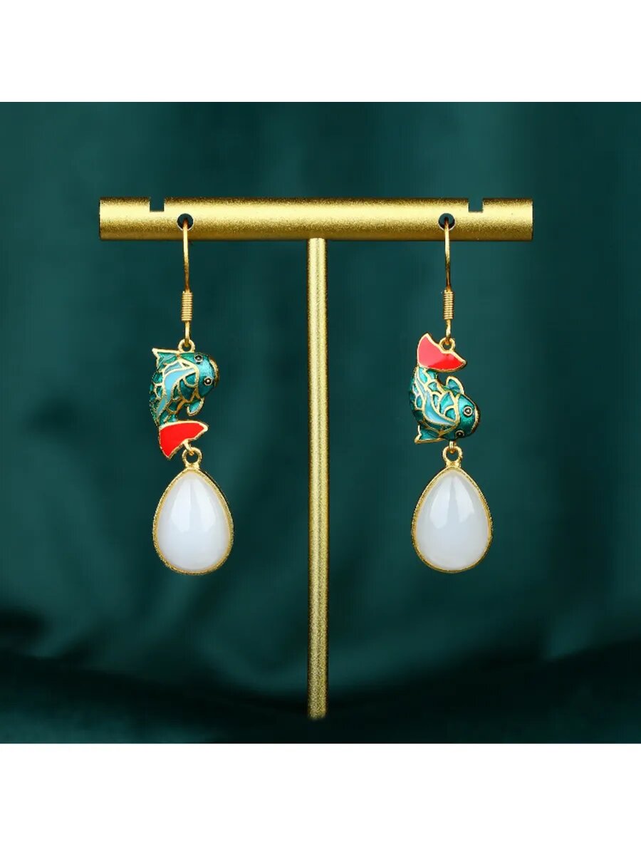 Серьги, агат синтетический