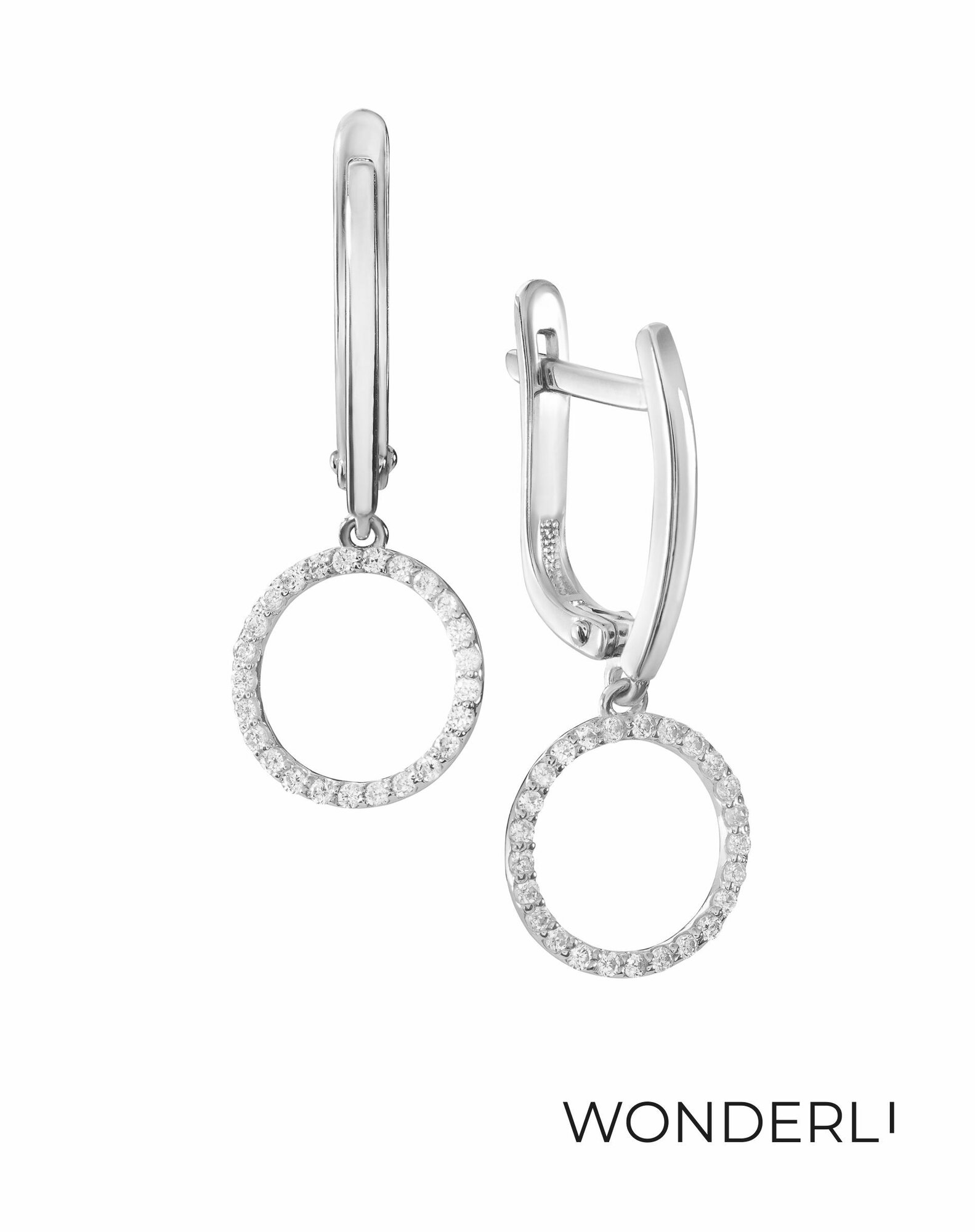 Серьги, серебро, 925 проба, родирование, фианит