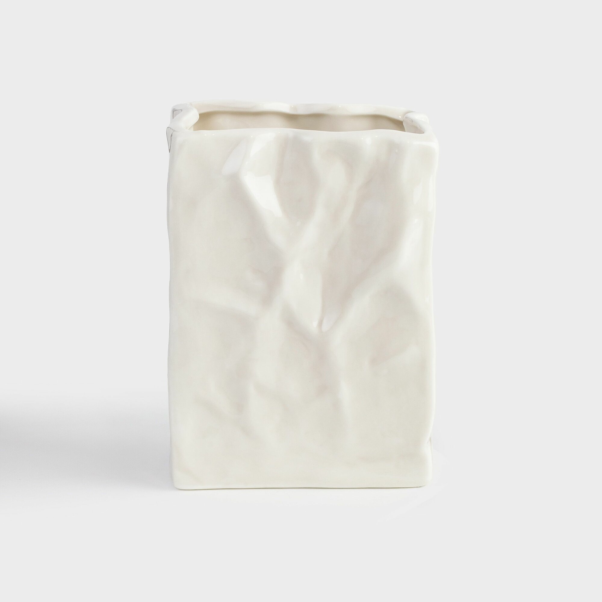 Стакан для ванной комнаты, Kuchenland, 12 см, фарфор P, серо-бежевый, Мятый эффект, Crumple bath