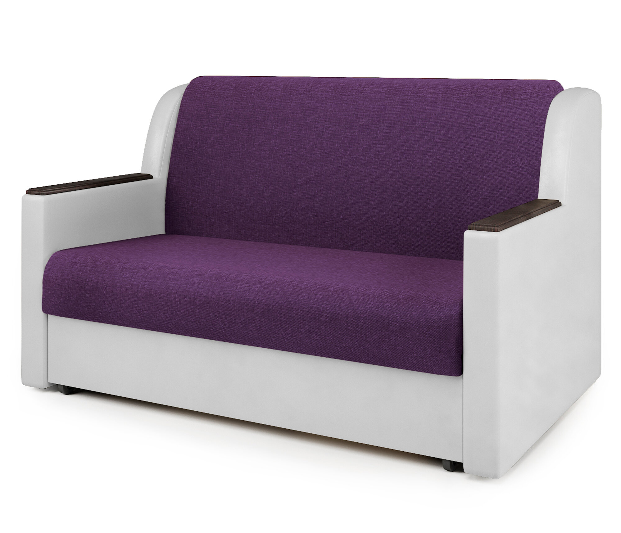 Диван-кровать Шарм-Дизайн Аккорд Д 140х194 см, диван раскладной, аккордеон, прямой, фиолетовая рогожка и экокожа белая