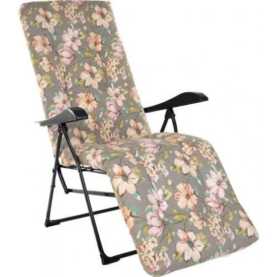 Кресло -шезлонг Olsa Альберто-3 тафтинг (каркас серый, ткань серая, цветы)