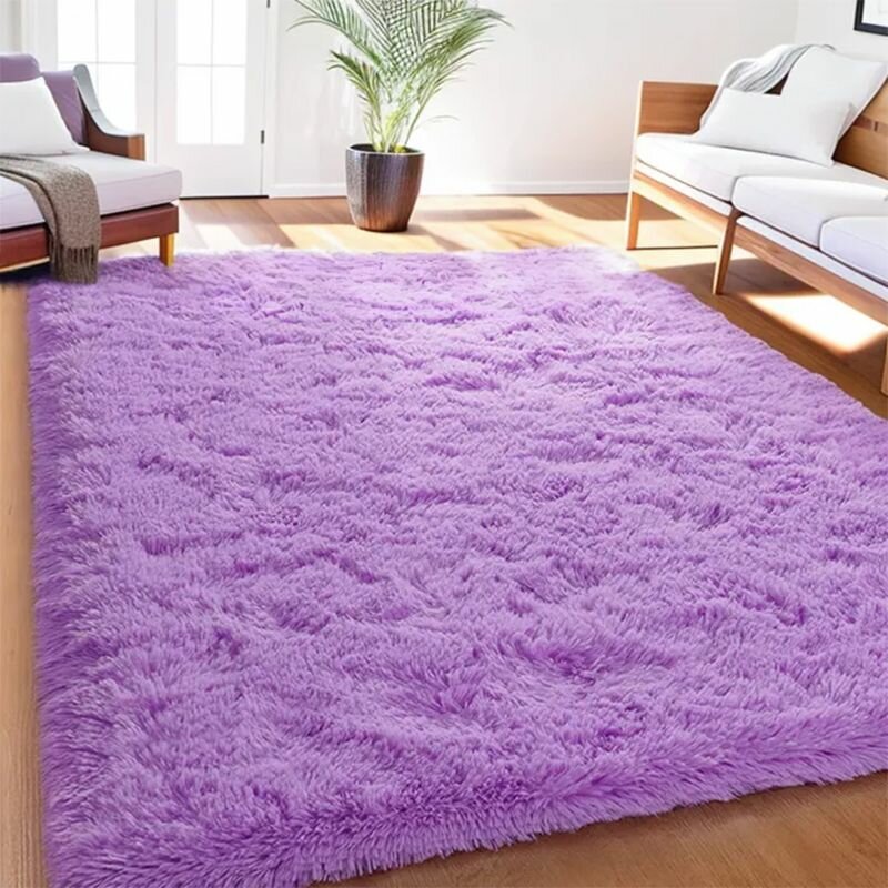Плюшевый ковер, плюш, фиолетовый, 180x200 см для гостиной спальни детской комнаты, нескользящей пушистой комнаты