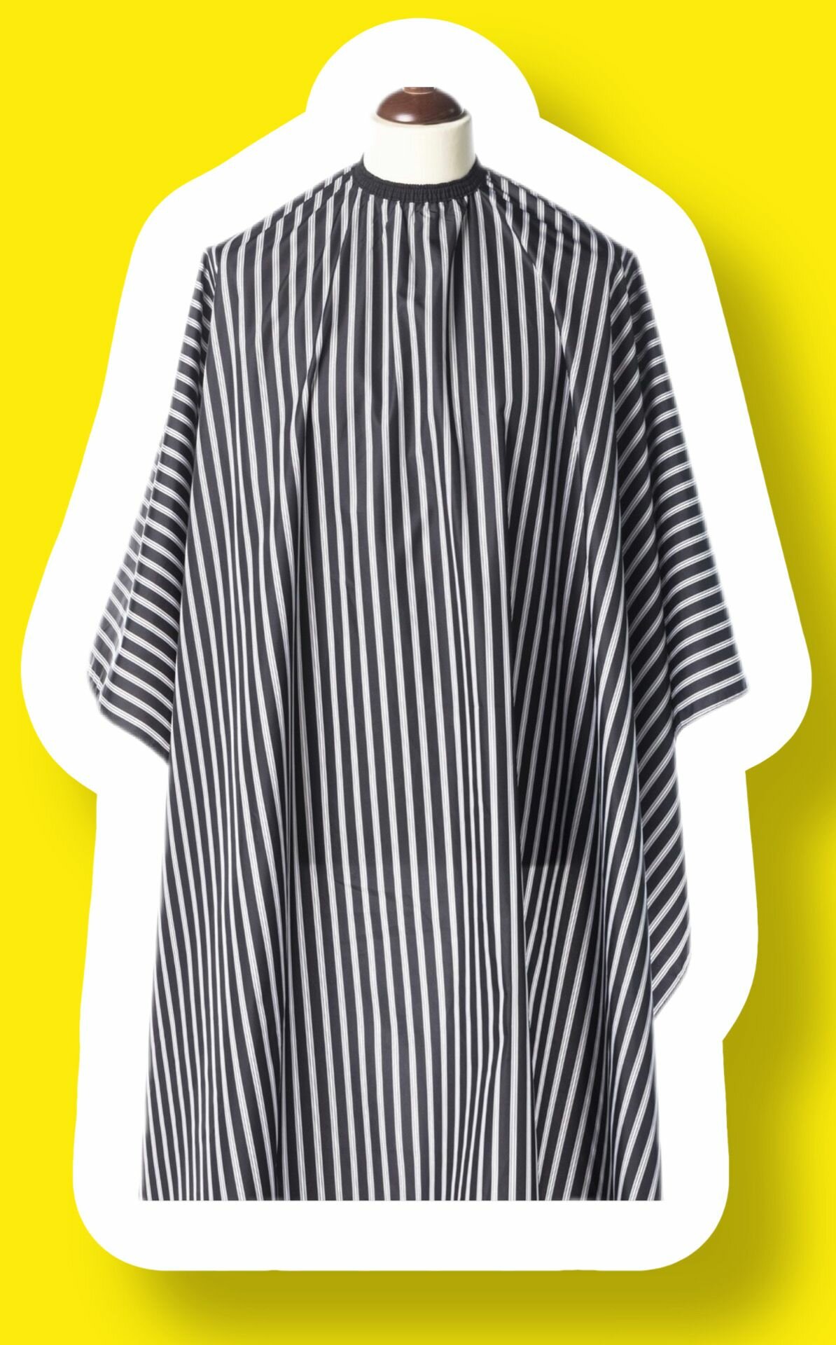 Пеньюар для стрижки полиэстер, полоска, черно-белый на крючках