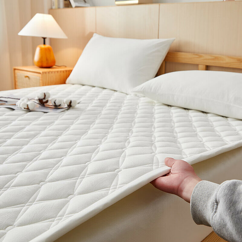 Demichel Class A 60-Count Pure Cotton Mattress Pad 1.5x2 Meters, Washed Cotton Mattress Pad, Non-Slip Soft Pad, Bedding Base