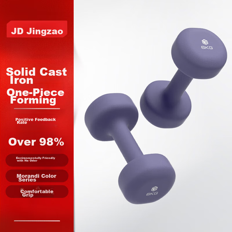 JD Jingzao Dumbbells, for Men And Women, Home Use, Color-Coated Pure Iron Fitness Equipment, 6KG Two-Piece Set