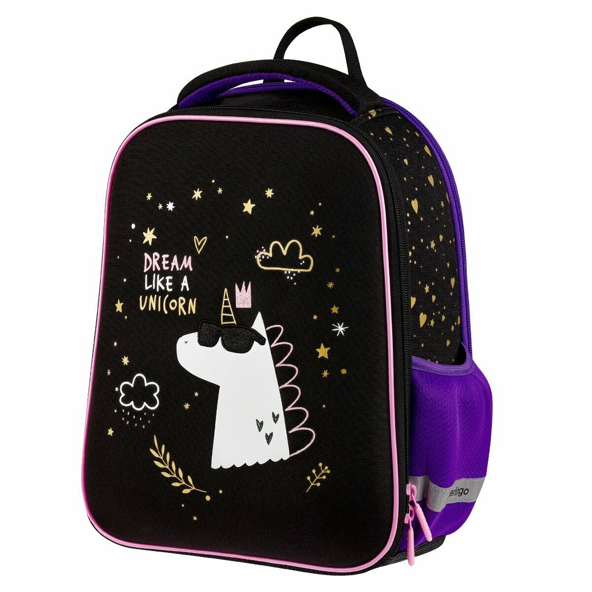 Ранец школьный Berlingo Expert Mini "Dream Like A Unicorn" 36x27x14см, 2 отделения, 2 кармана, анатомический (RU-EXM-1103)