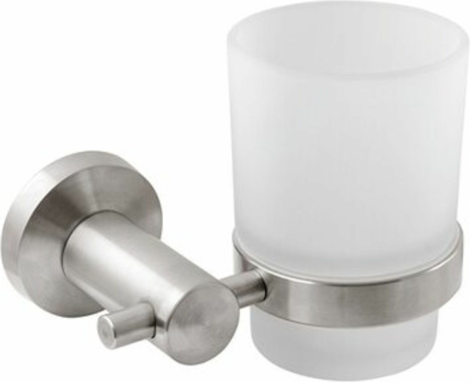 Стакан для зубных щёток WESS FORCE, серебристый, настенный, нержавеющая сталь/стекло, 1 шт.