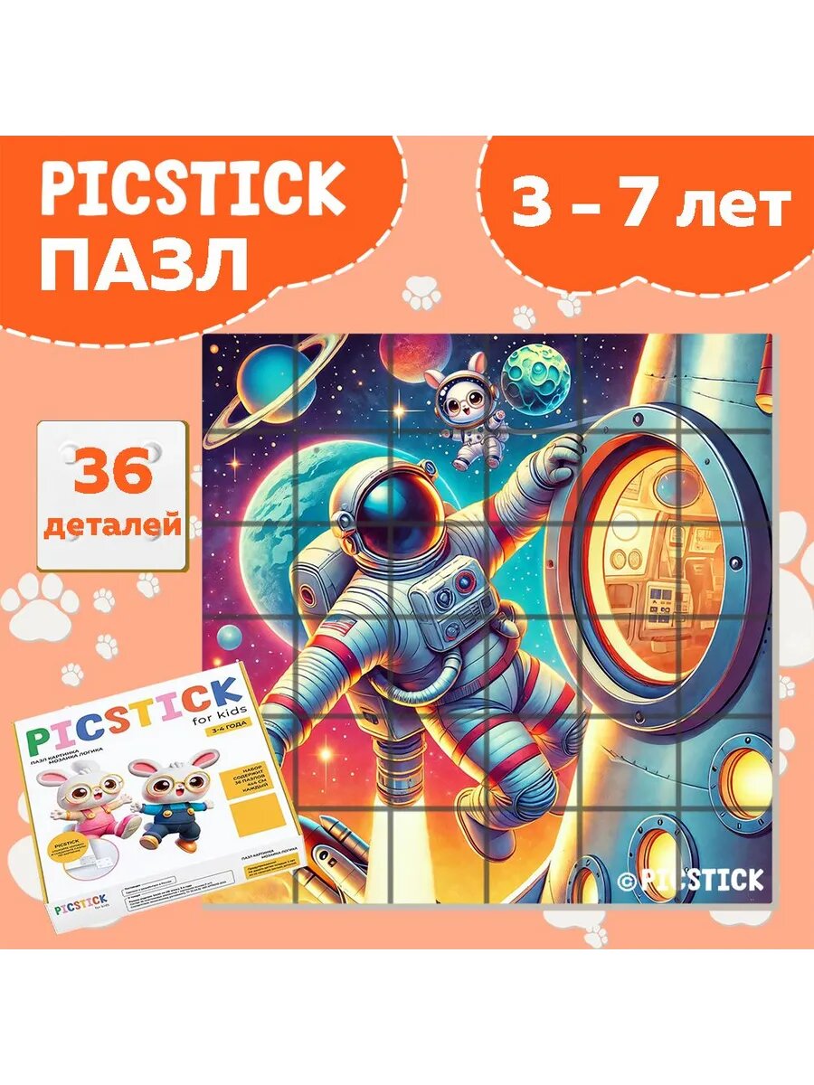 Пазл для детей Космическая прогулка 36 эл. 24*24 см
