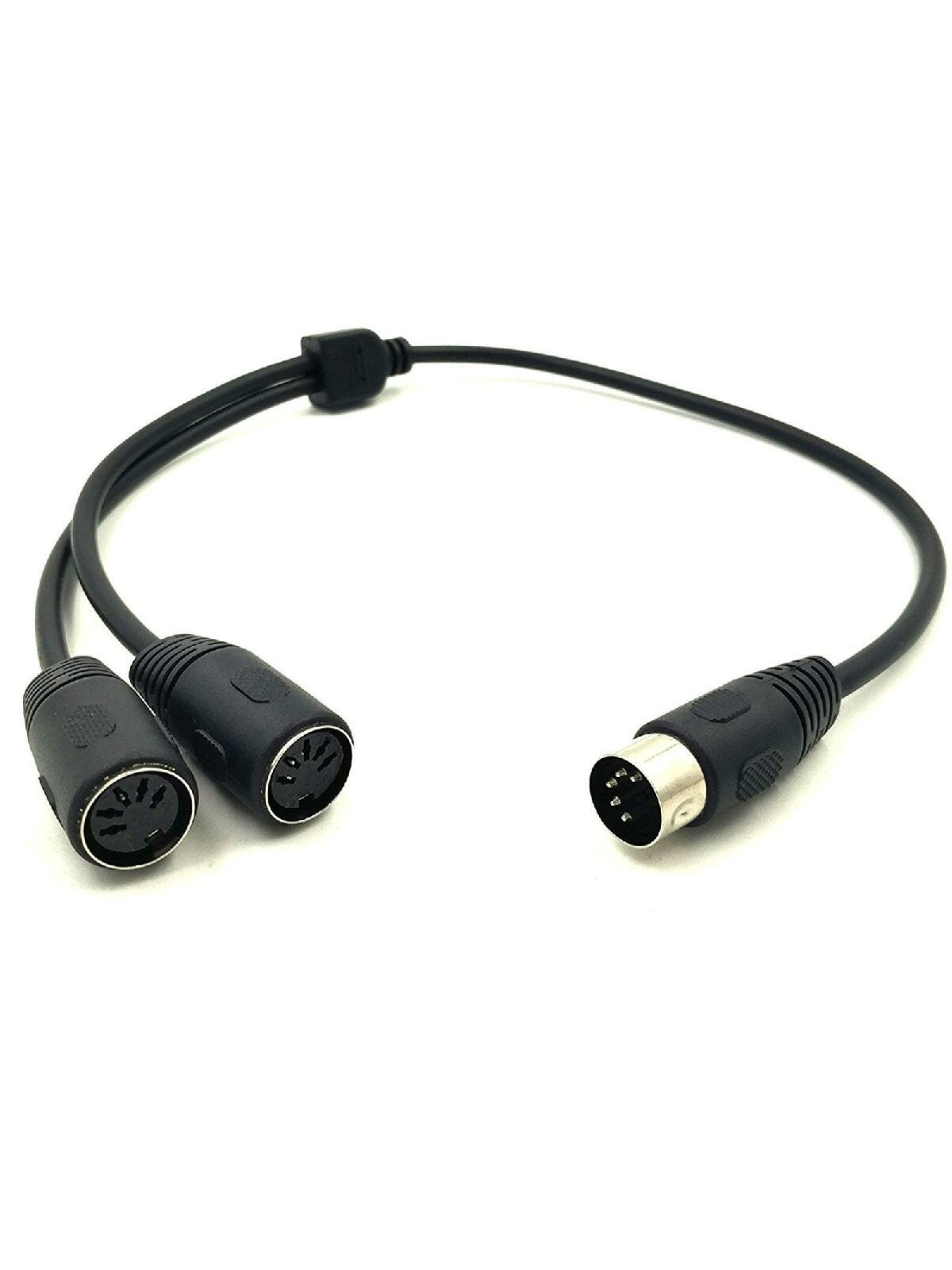 50cm MIDI DIN 5Pin Y Splitter Adapter Cable, Male to Double DIN-5 Female Extension Audio Cord Line for MIDI Keyboards