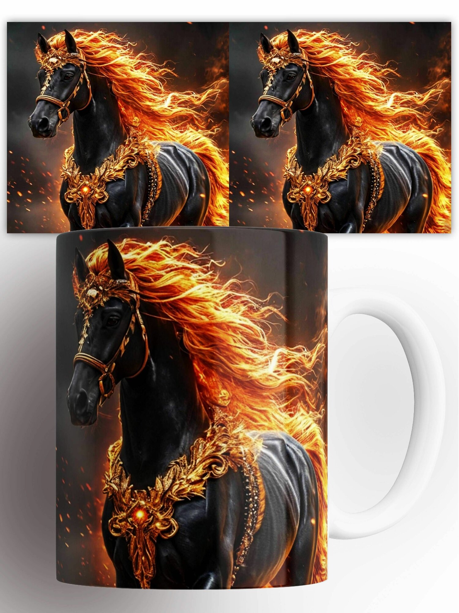 Кружка Огненный черный конь 330 мл