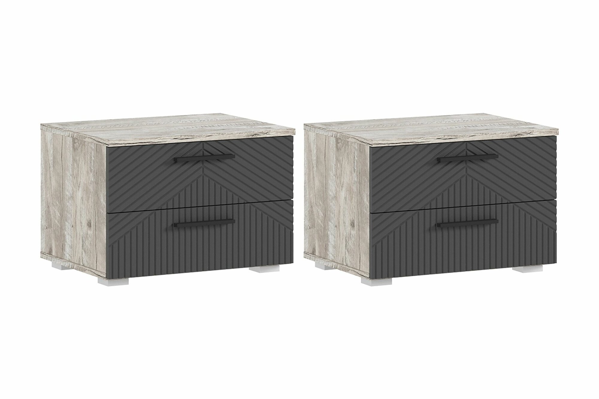 Тумбы прикроватные Сильвия 2шт Браш Графит/Дуб Юкон