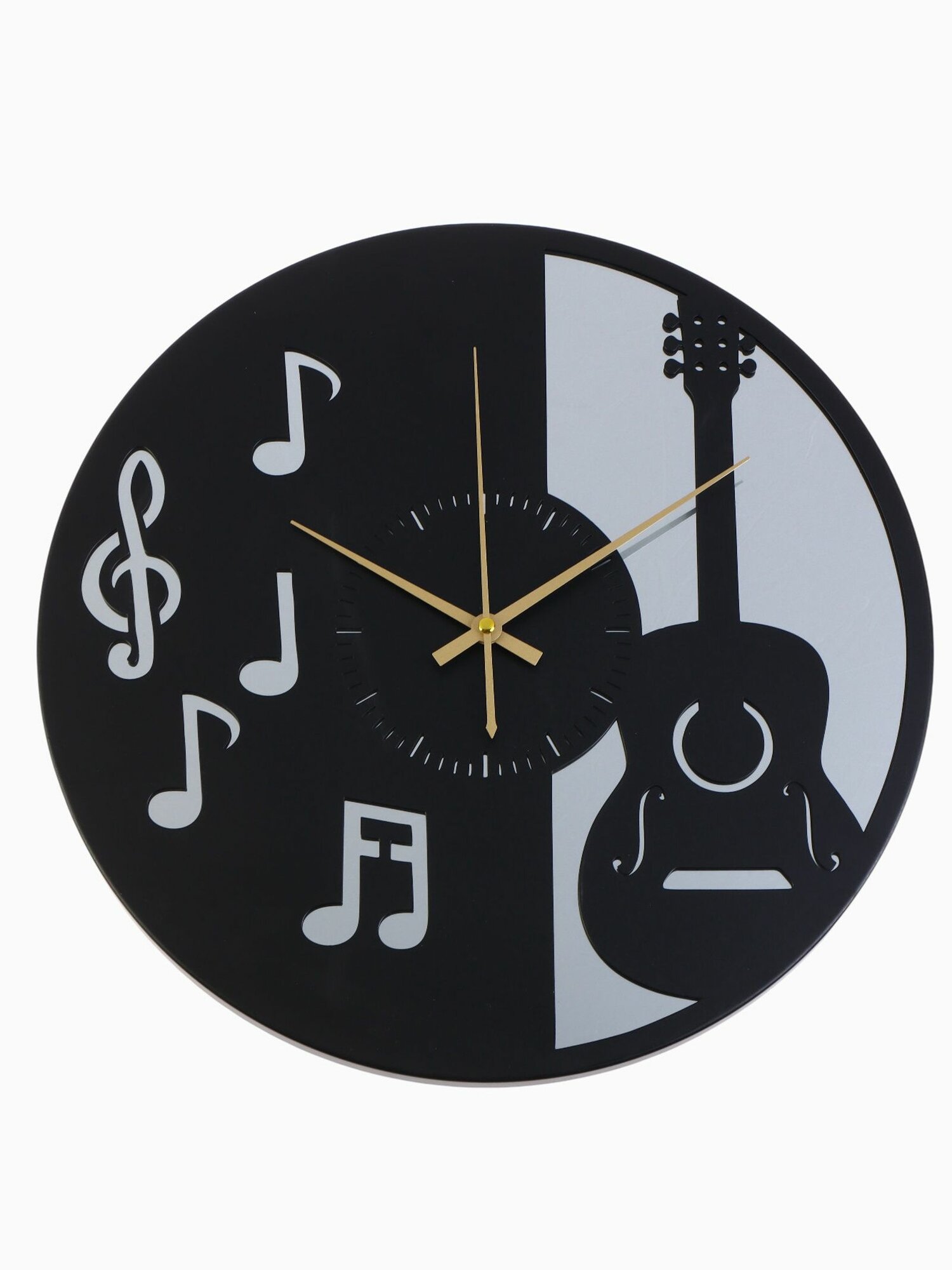 Часы настенные интерьерные Гитара, плавный ход, d-40 см, с зеркалом