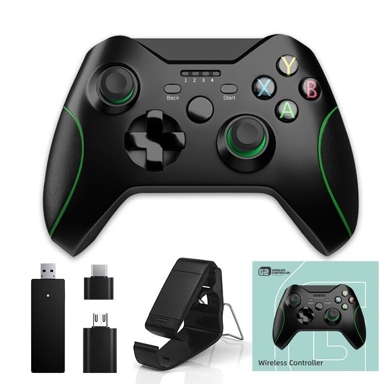 Геймпад беспроводной 2.4G в стиле Xbox с вибрацией для ПК/Android/iOS/Steam, джойстик с держателем и адаптерами