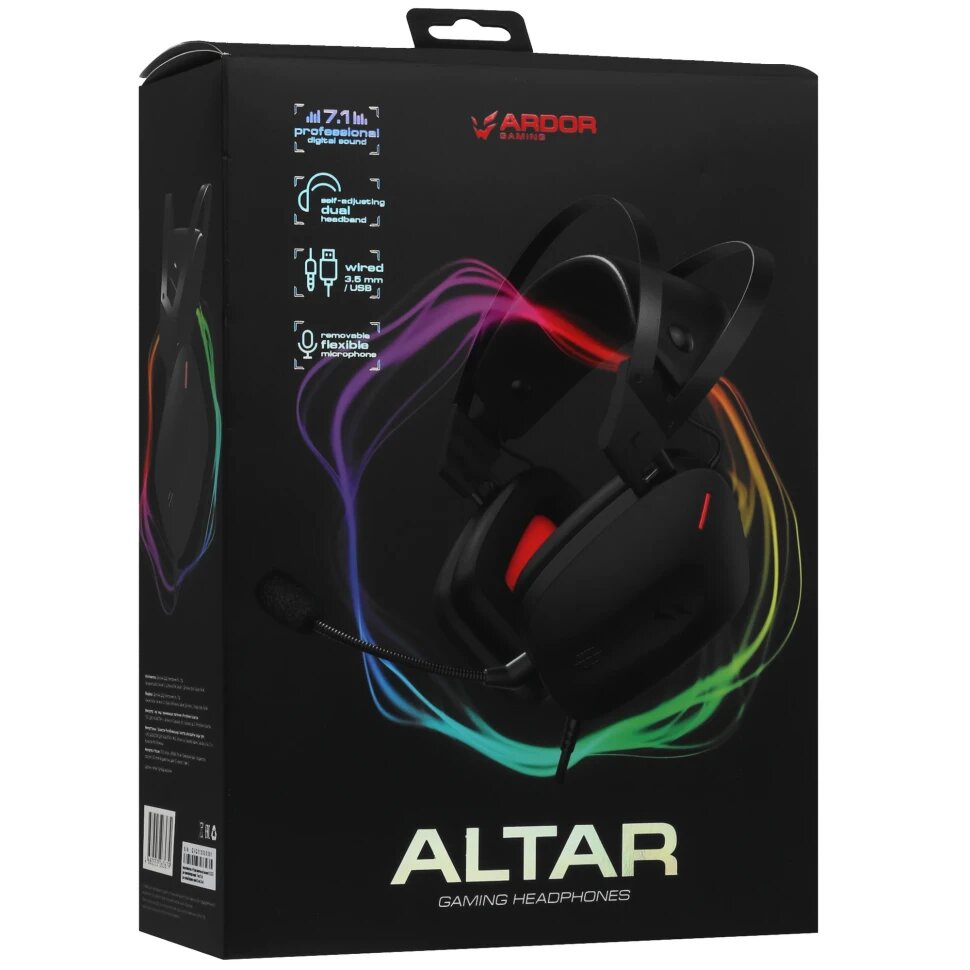 Проводные наушники ARDOR GAMING Аltar, 7.1 Virtual, охватывающие, черный