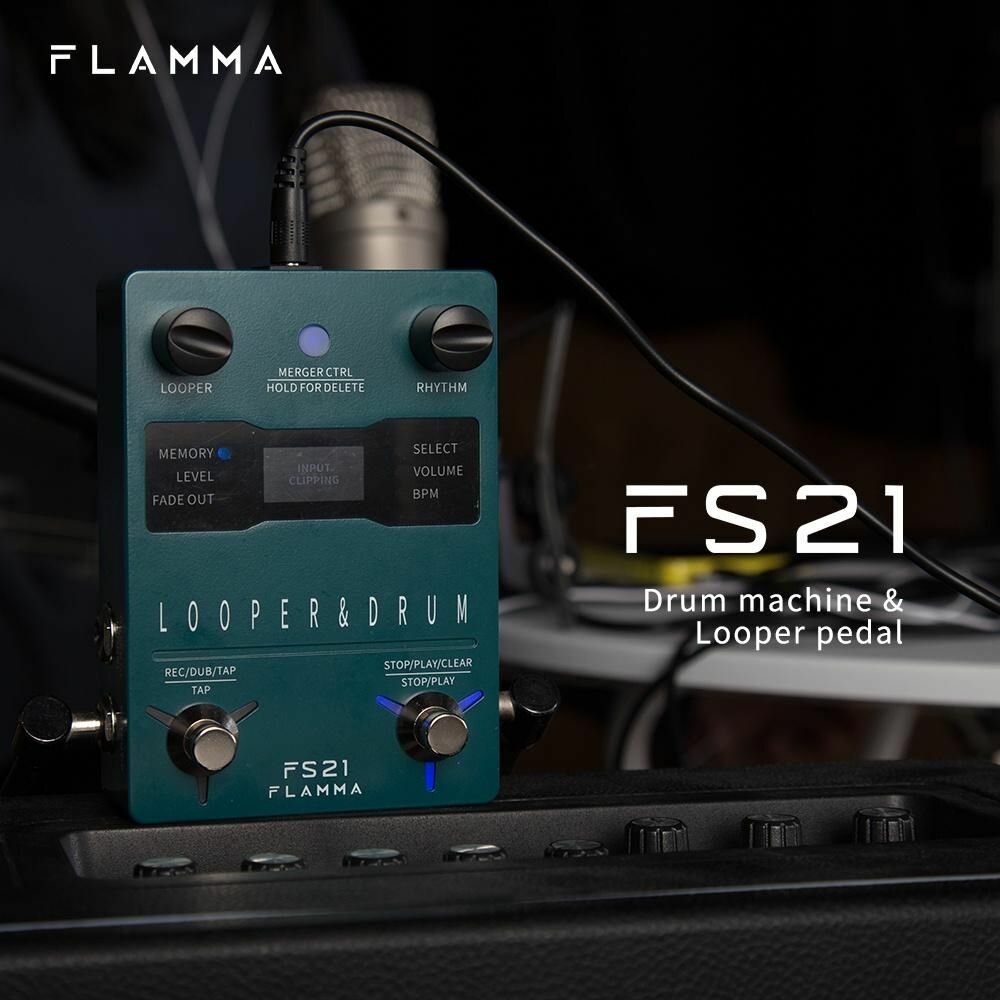 Flamma FS21 LOOPER&DRUM педаль лупера драм-машина стерео гитарная педаль записывающего устройства с экраном 160 минут емкость