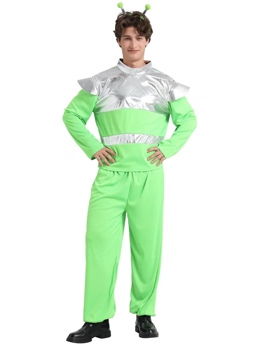 Карнавальный костюм пришельца мужской взрослый, зеленый, L (54-56)