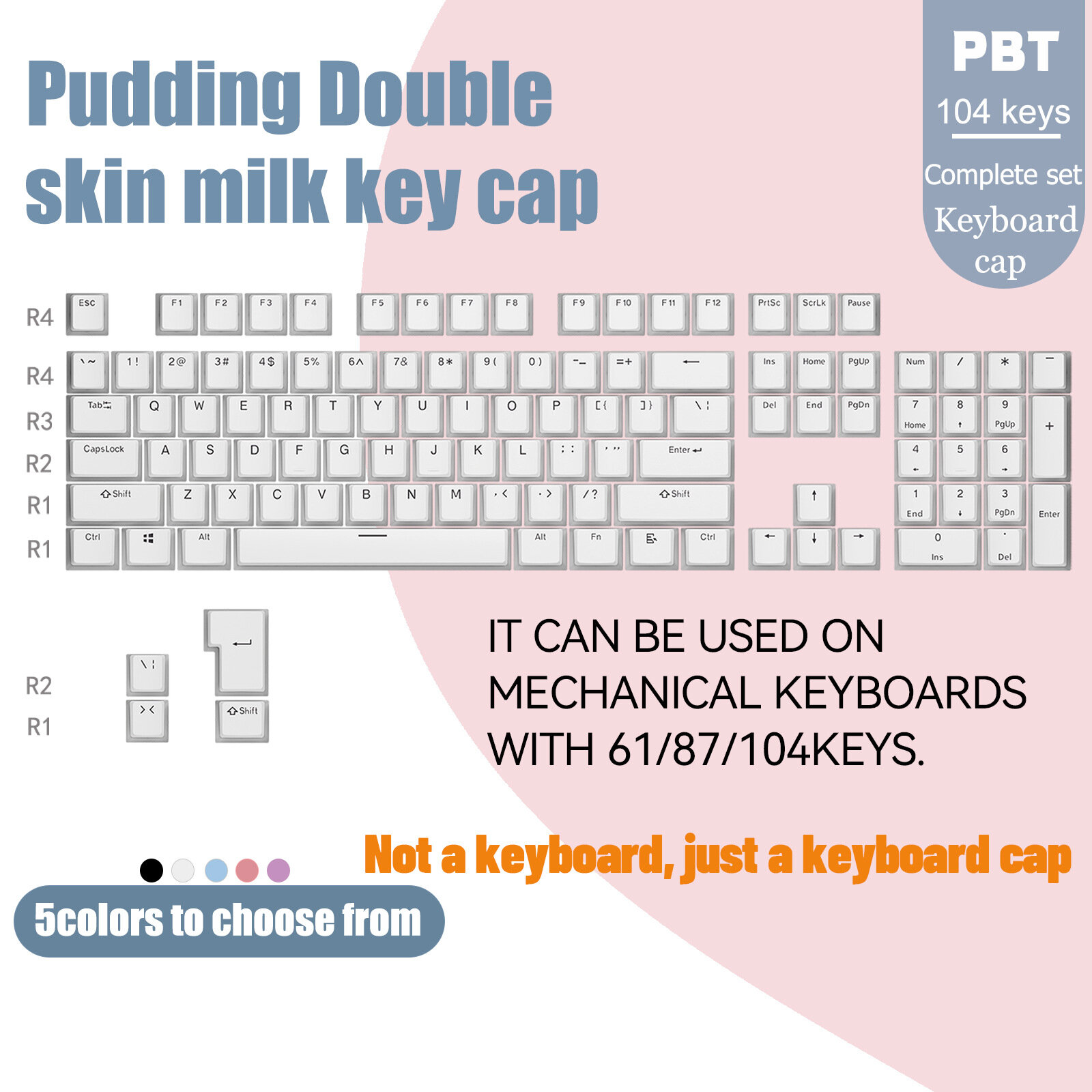 PBT Двухслойный Пудинг Крем Закрытый Персонаж Прозрачный 1048761 Клавиша Механическая Клавиатура Универсальный Кейкап