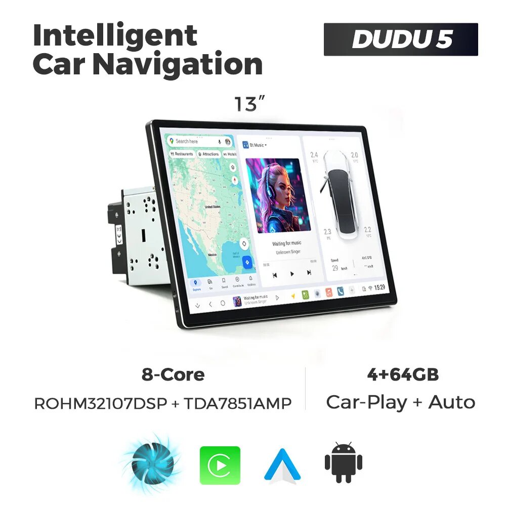 DUDUAUTO универсальный 2K экран 13-дюймовый 2дин автомагнитола стерео Android DUDU5 4G-64G